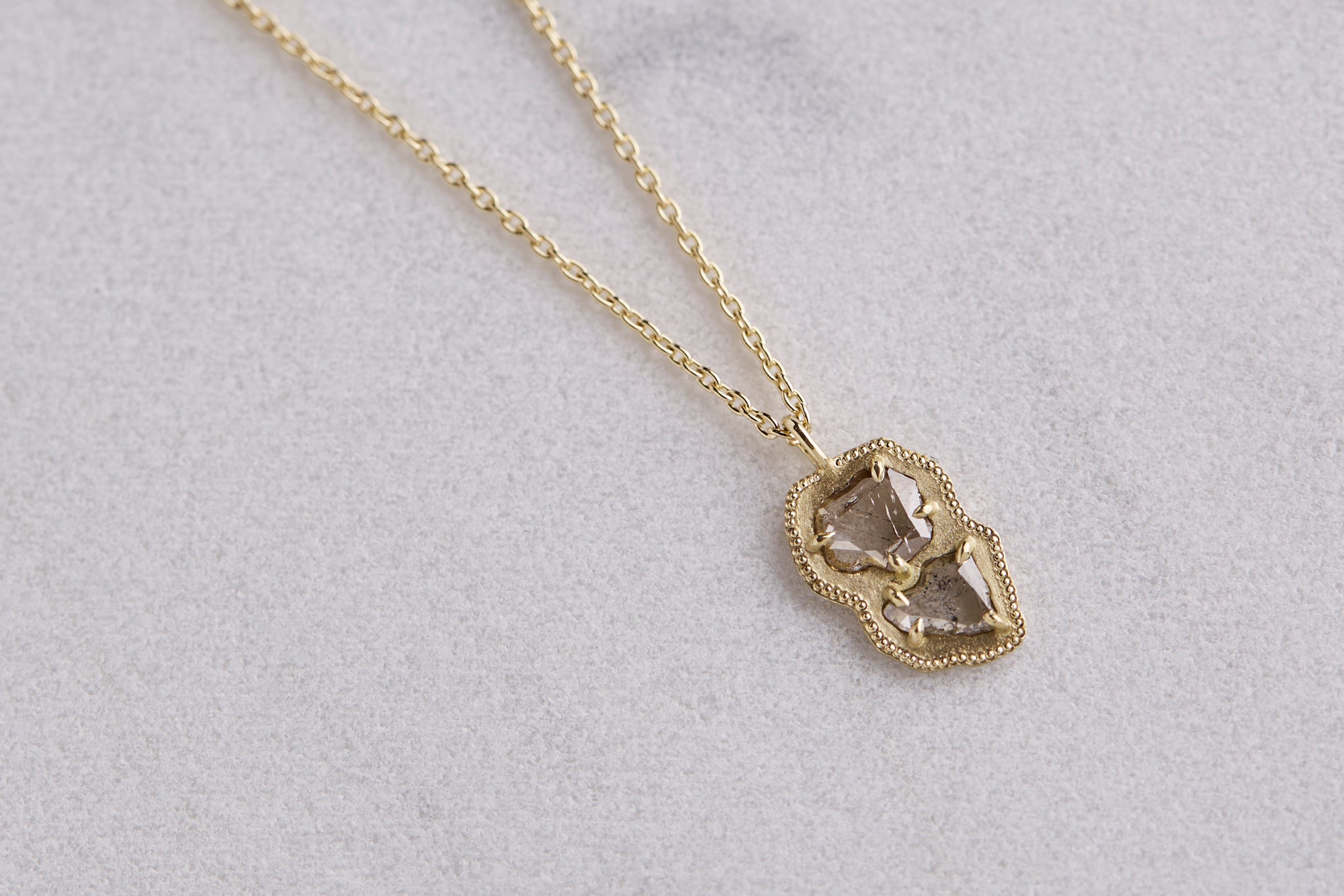 ラフダイヤモンドネックレス / K18YG– Ryui